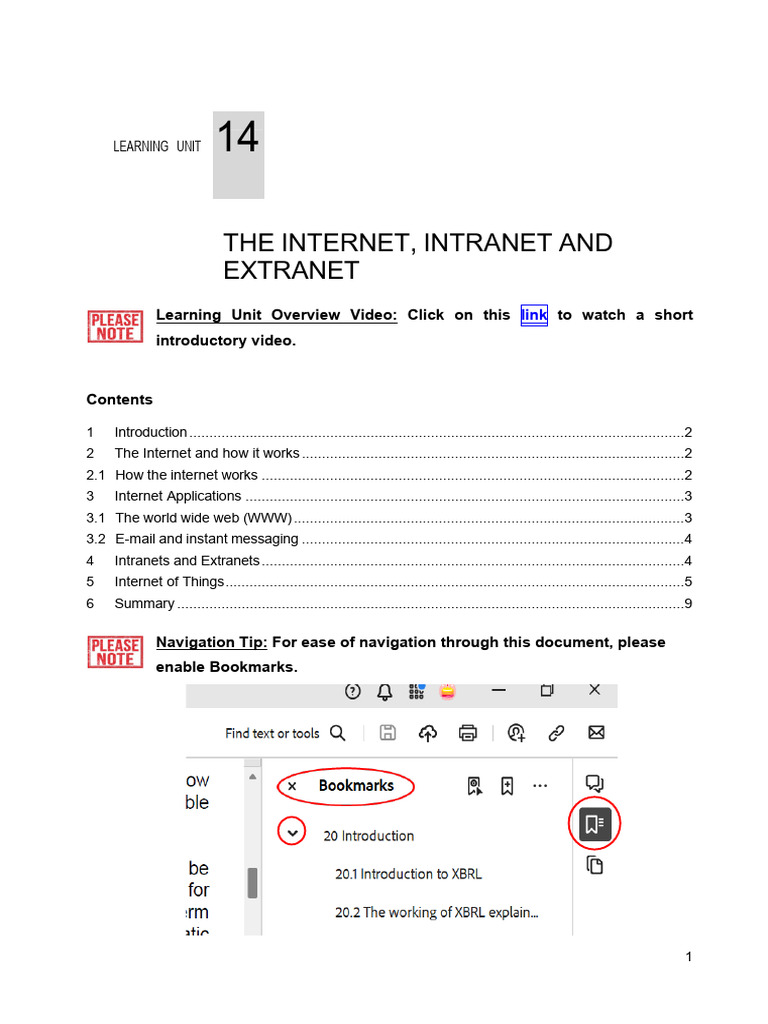 Learning Unit 14 - The Internet, Intranet and Extranet | PDF | World Wide Web | Internet & Web