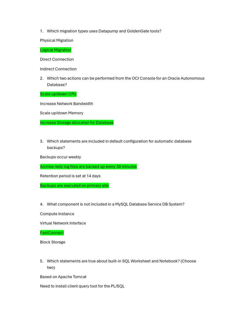 Oracle Cloud Infrastructure Data Foundations Associate - 2024 | PDF | Databases | Cloud Computing