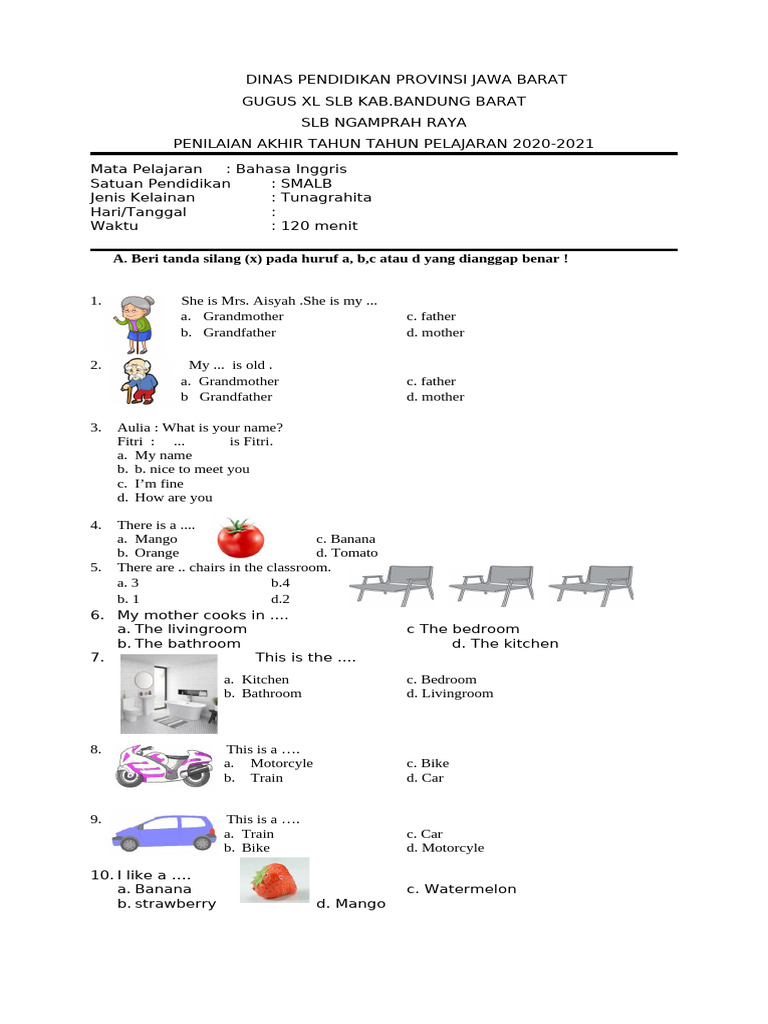 PTS Bahasa Inggris SMALB | PDF