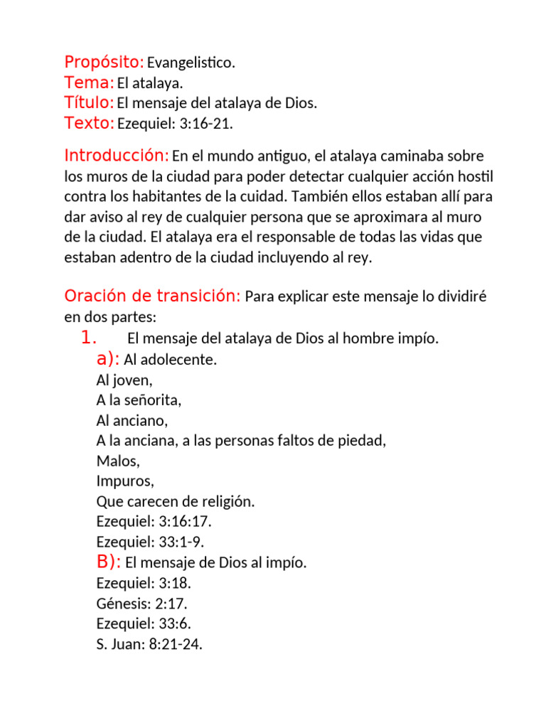 Características del atalaya en Ezequiel | PDF