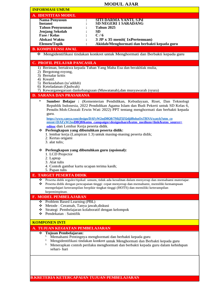 Modul Ajar Observasi April | PDF