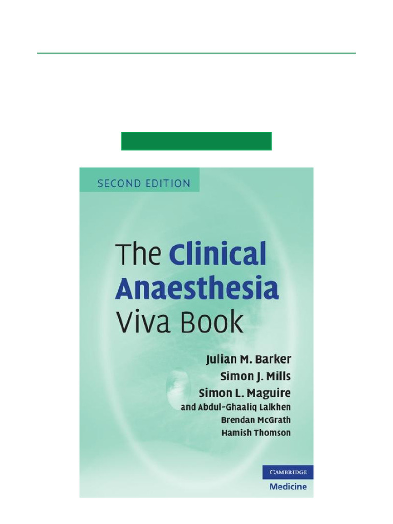 The Clinical Anaesthesia Viva Book - 2nd Edition Final Version Download | PDF | Medical ...