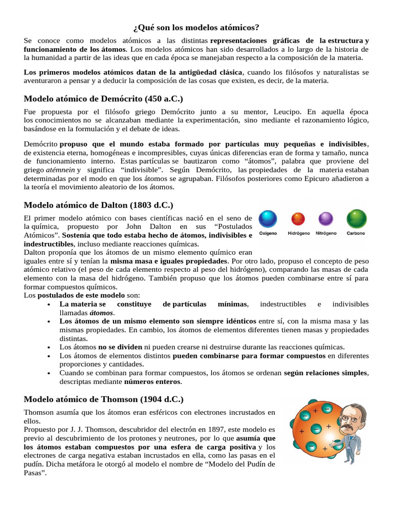 Modelos Atómicos a lo Largo de la Historia | PDF | Átomos | Núcleo atómico