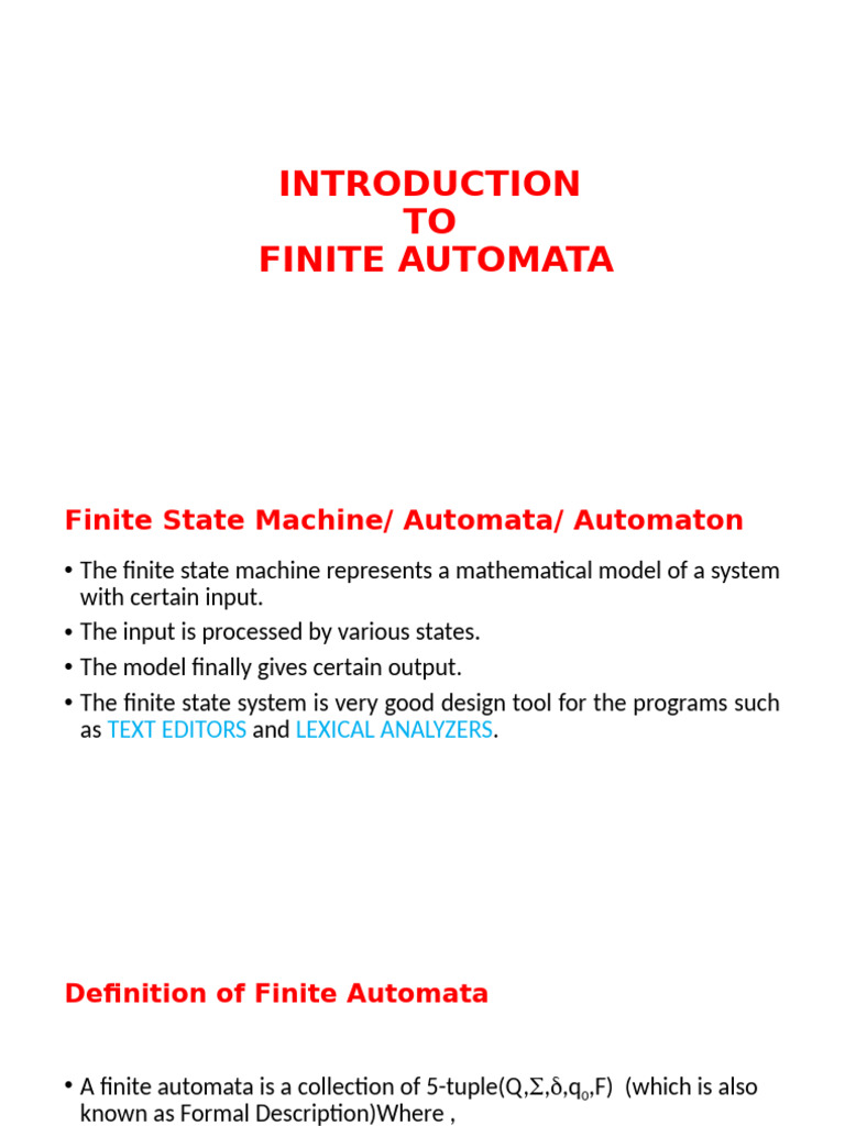 03introduction To Finite Automata Pdf Automata Theory Theoretical Computer Science