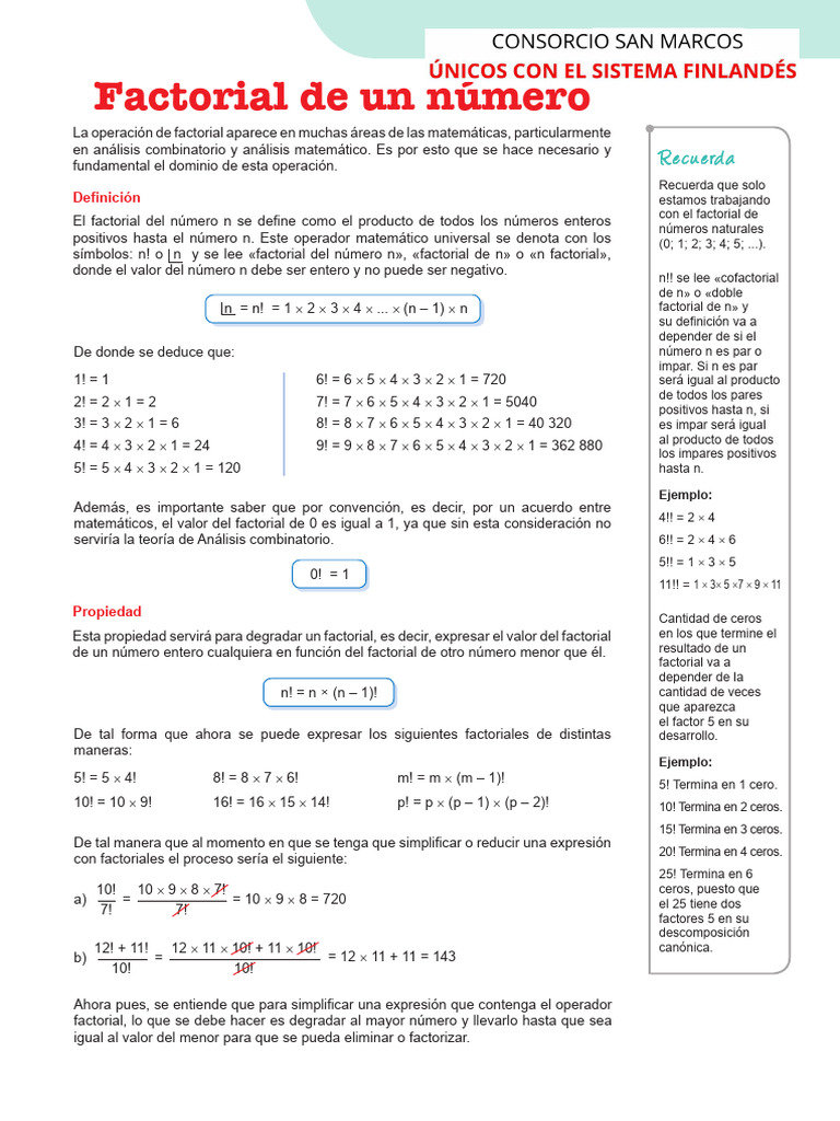 fACTORIAL DE UN NuMERO | PDF | Multiplicación | Funciones y mapeos