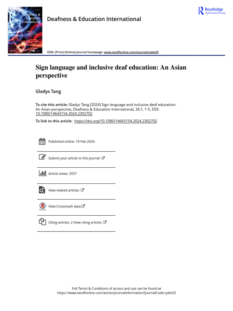 Sign Language and Inclusive Deaf Education An Asian Perspective | PDF ...