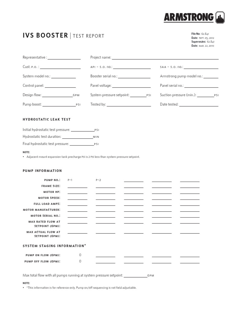 IVS Booster Test Report Summary | PDF | Pump | Hydraulics