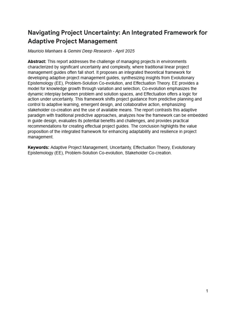 Navigating Project Uncertainty_ an Integrated Framework for Adaptive Project Management | PDF ...