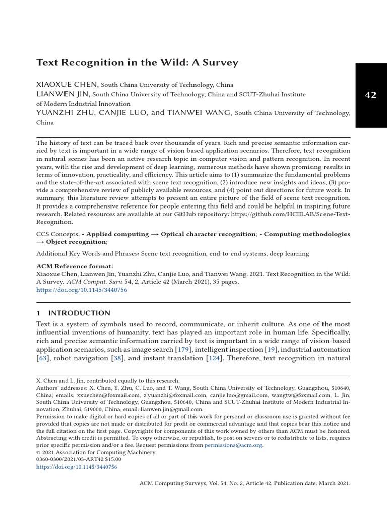2022 Text Recognition in The Wild | PDF | Image Segmentation | Optical ...