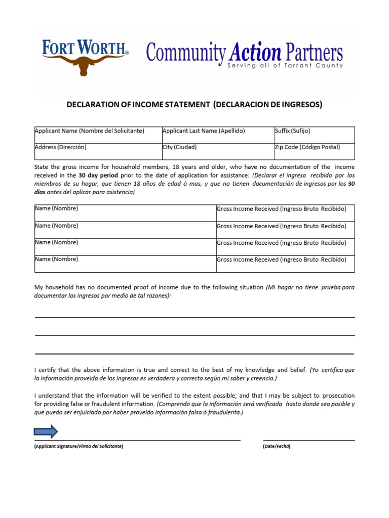 Declaration of Income Statement - CAP | PDF