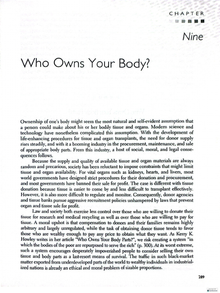 Who Owns Your Body Parts | PDF