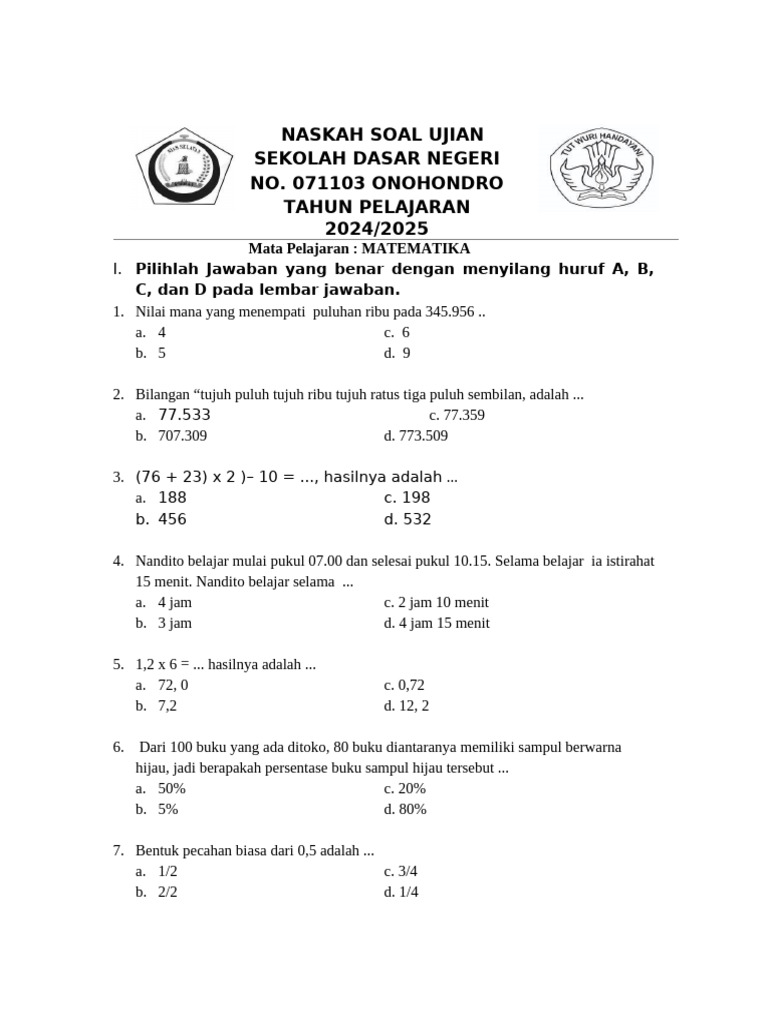 Matematika US 25 | PDF