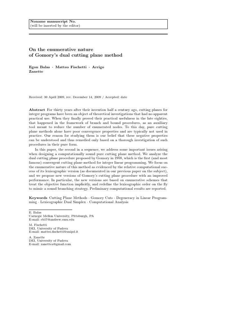 Enumerative_nature_Gomory | PDF | Computer Programming | Mathematical Analysis