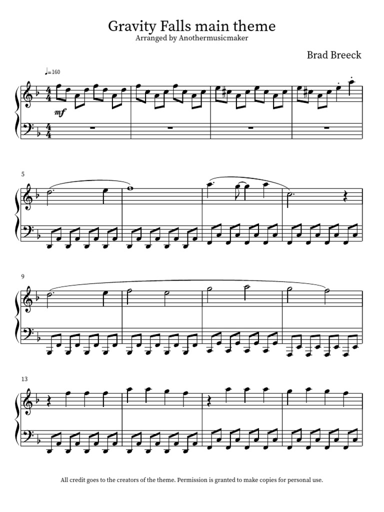 Gravity Falls Main Theme | PDF