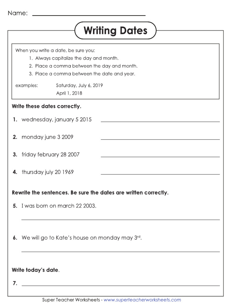 Writing Dates WDZNQ | PDF