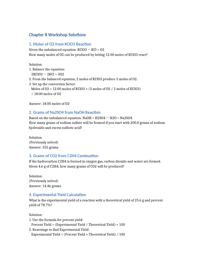 Chapter 8 Workshop Solutions | PDF