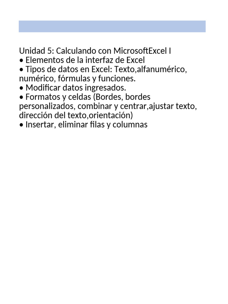 Unidad 5 Calculando con Microsoft Excel I | PDF | Microsoft Excel | Hoja de cálculo