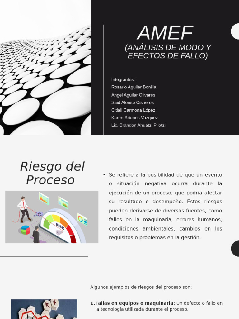 Presentación de AMEF | PDF | Calidad (comercial) | Ingeniería de confiabilidad