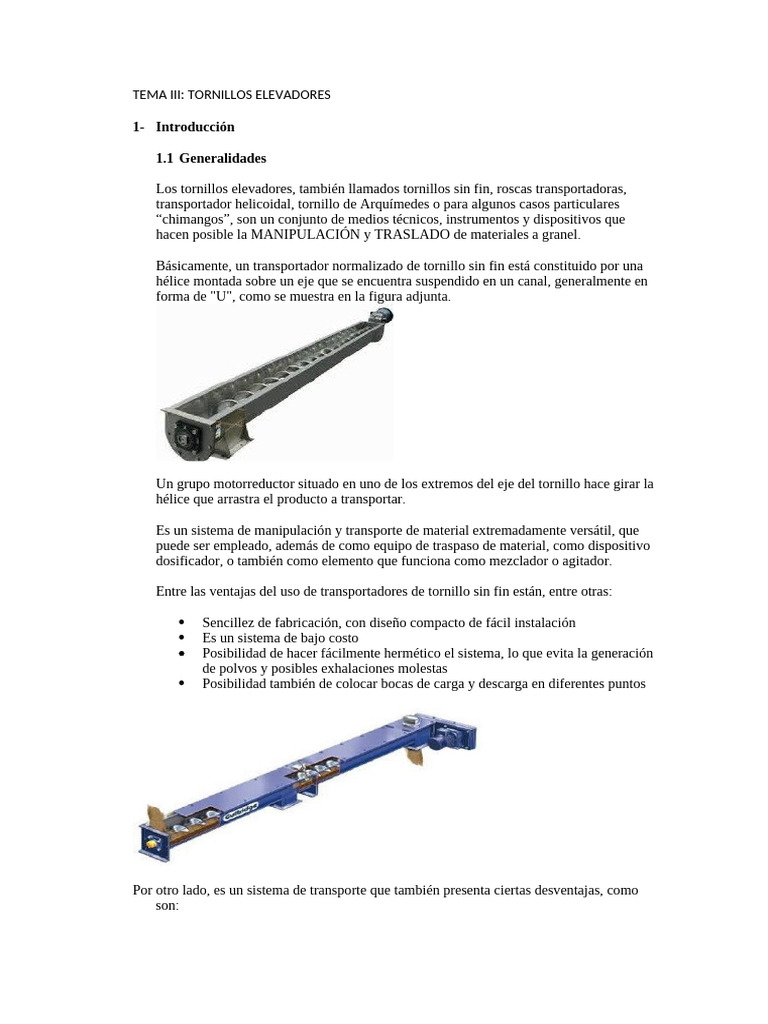 TEMA III Tornillos Elevadores | PDF | Tornillo | Eje