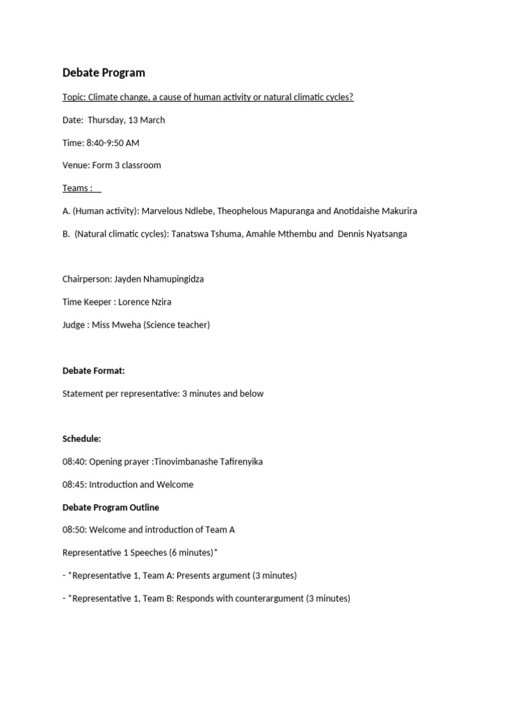 Debate Program Form3 | PDF