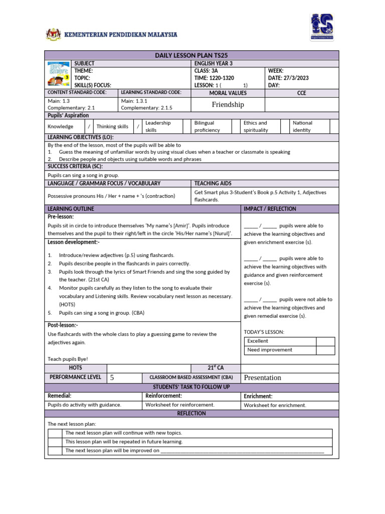 BI Y3 LP TS25 MODULE 1 (LP1-16) | PDF | Lesson Plan | Learning
