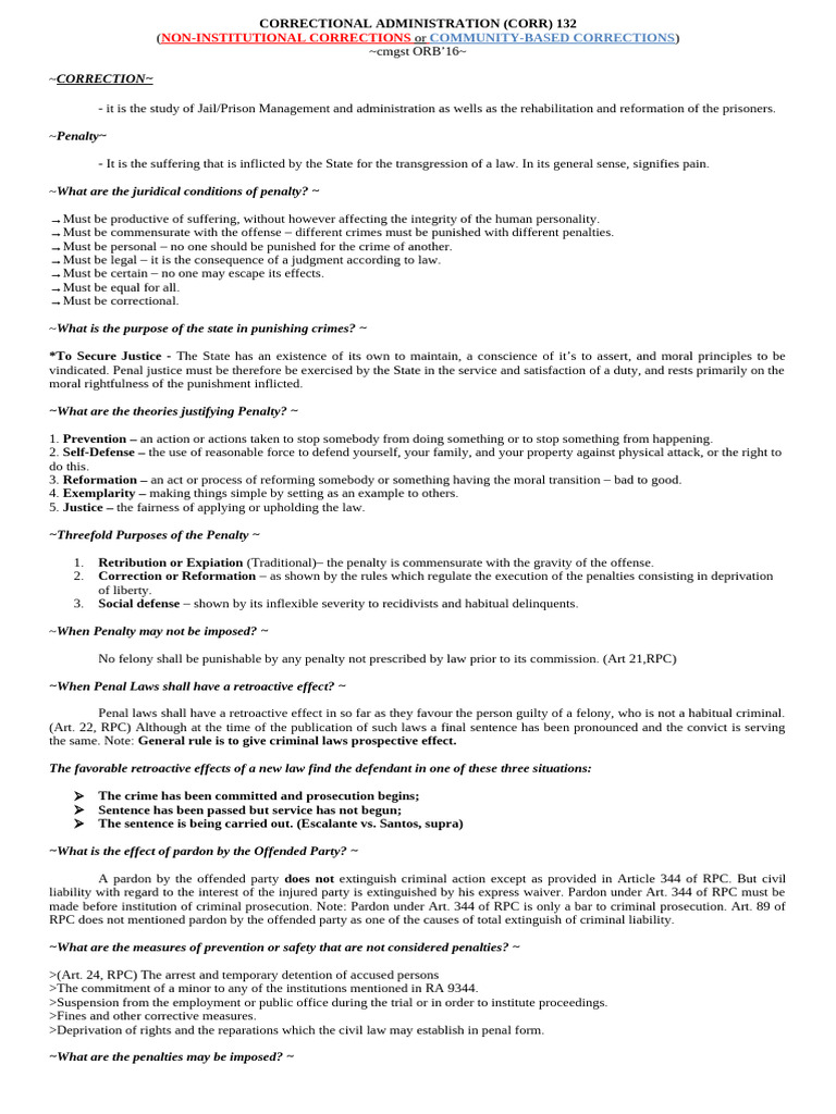 Non Institutional Corrections 1 | PDF | Probation | Sentence (Law)