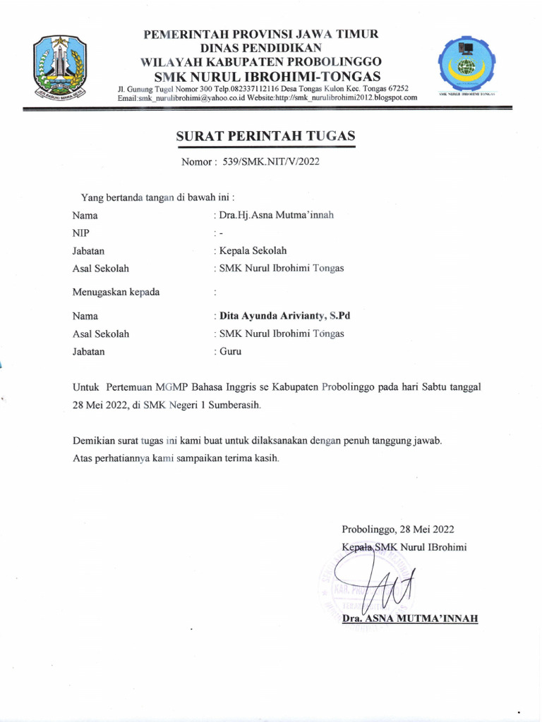 Surat Tugas Dita | PDF