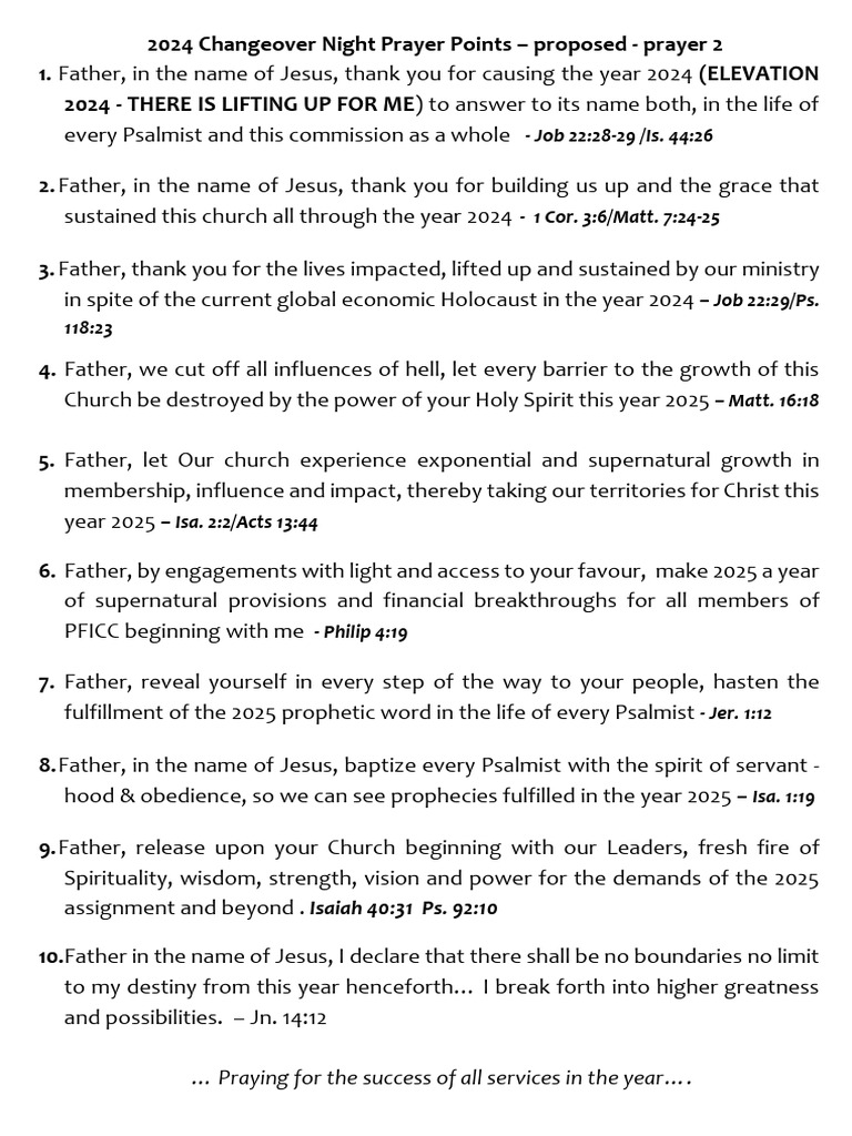 2024 EDITING Crossover Night Proposed Prayer Points 2 | PDF