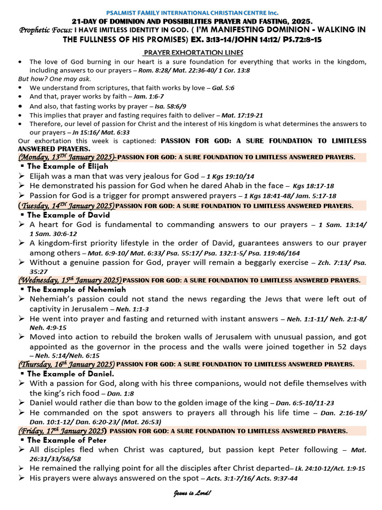 Limitless 2025 Prayer Exhortation Lines - 13th T - 17th January, 2025 ...