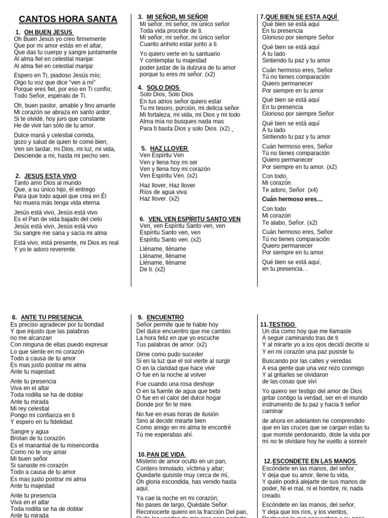 Cantos Hora Santa-1 | PDF | Amor | Jesús
