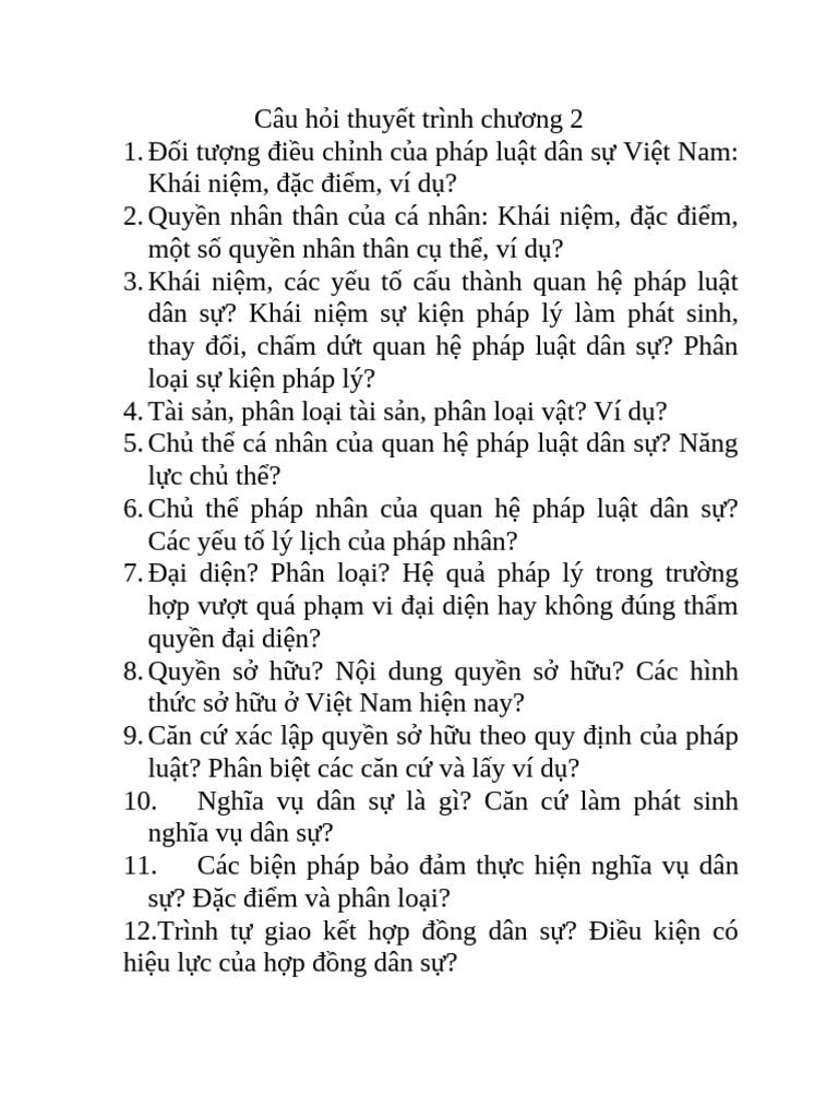 Cau Hoi Thuyet Trình | PDF