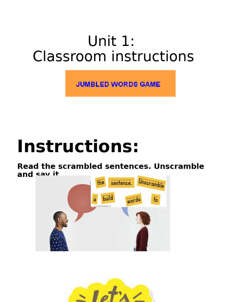 Classroom Instructions Jambled Game | PDF