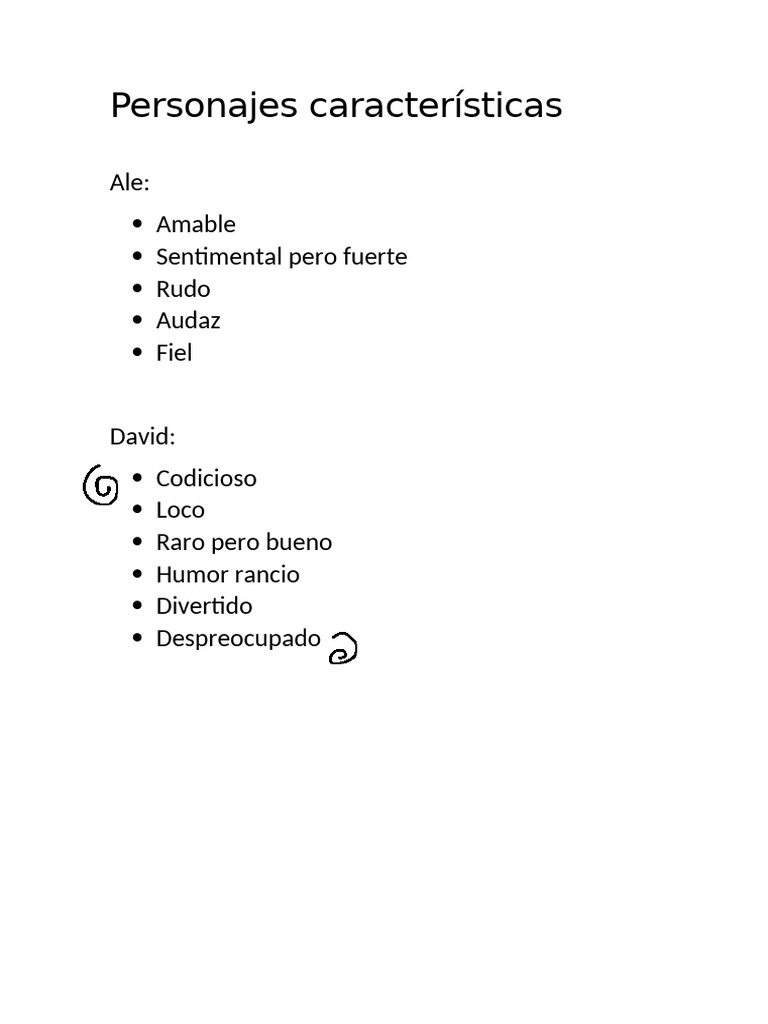 Características de Personajes Clave | PDF