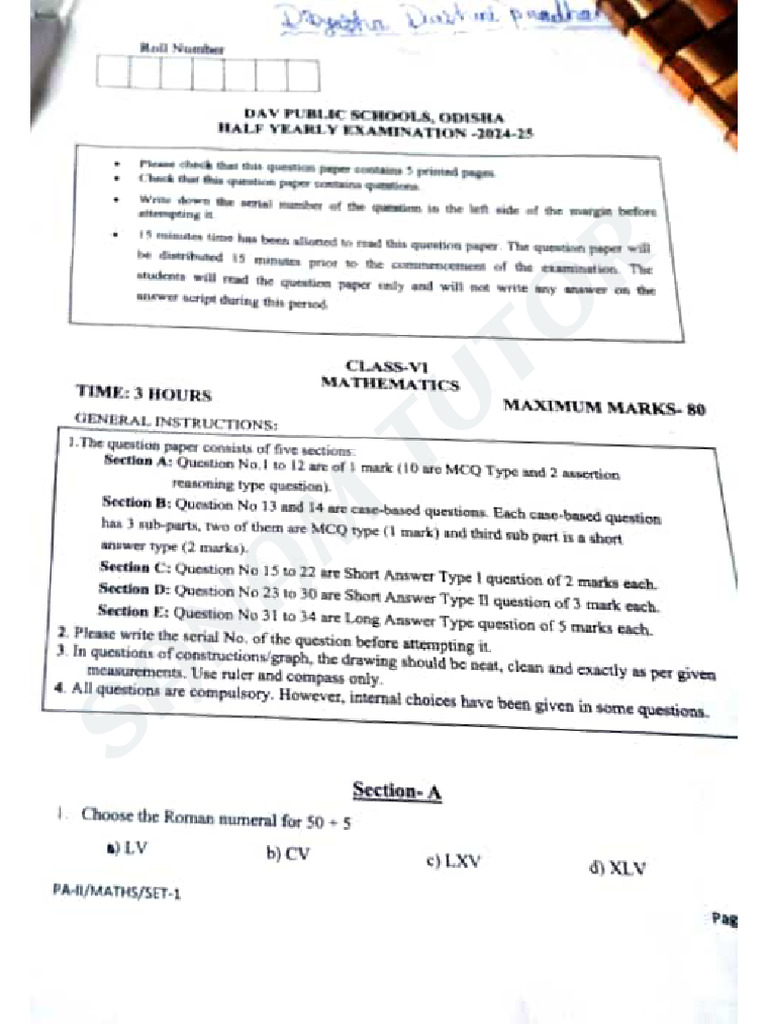 Class 6 Hy Que Math 2024-25 | PDF