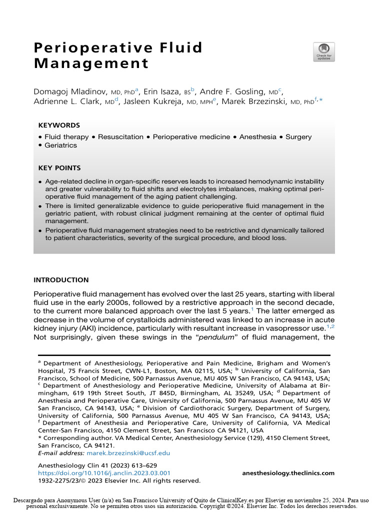 Fluid Management in Elderly 2+) | PDF | Blood Pressure | Saline (Medicine)