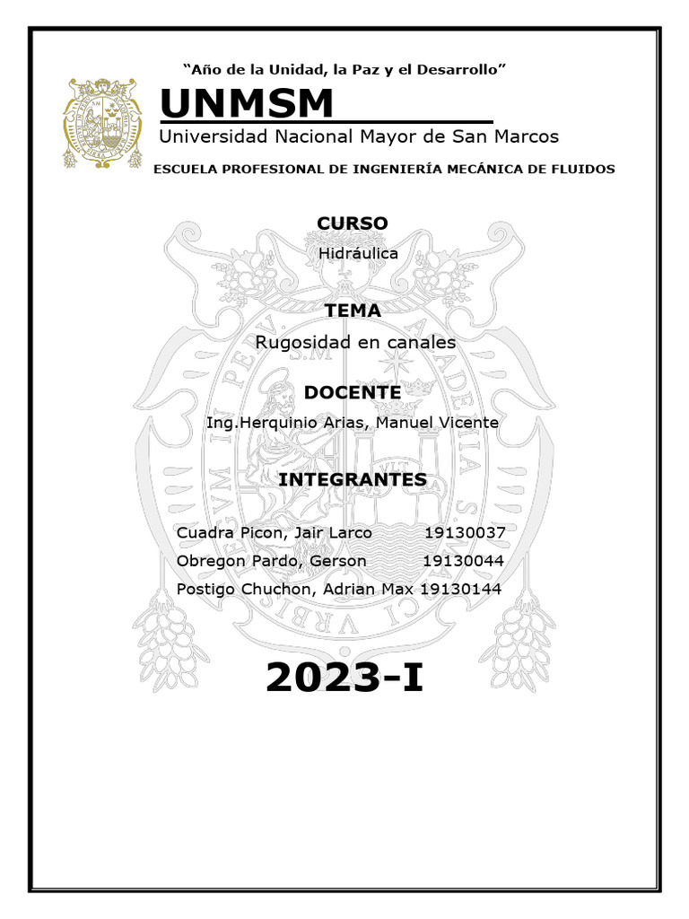 2° Informe Canal (Cuadra - Obregon - Postigo) | PDF | Flujo | Arrastrar (Física)