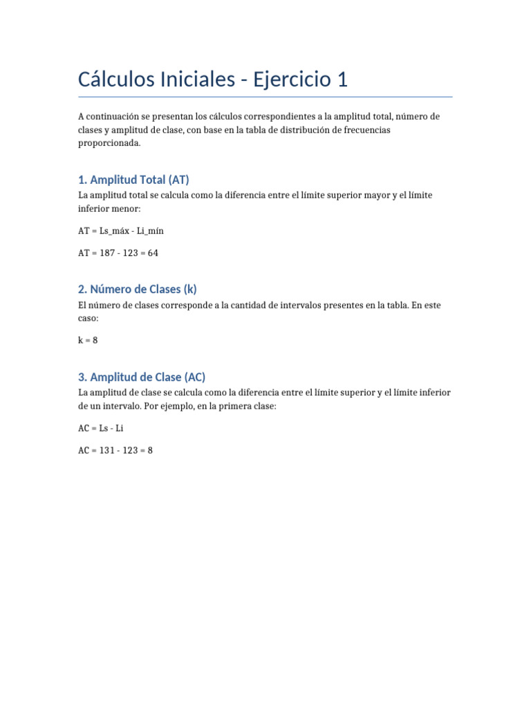 Calculos Ejercicio1 Estadistica | PDF
