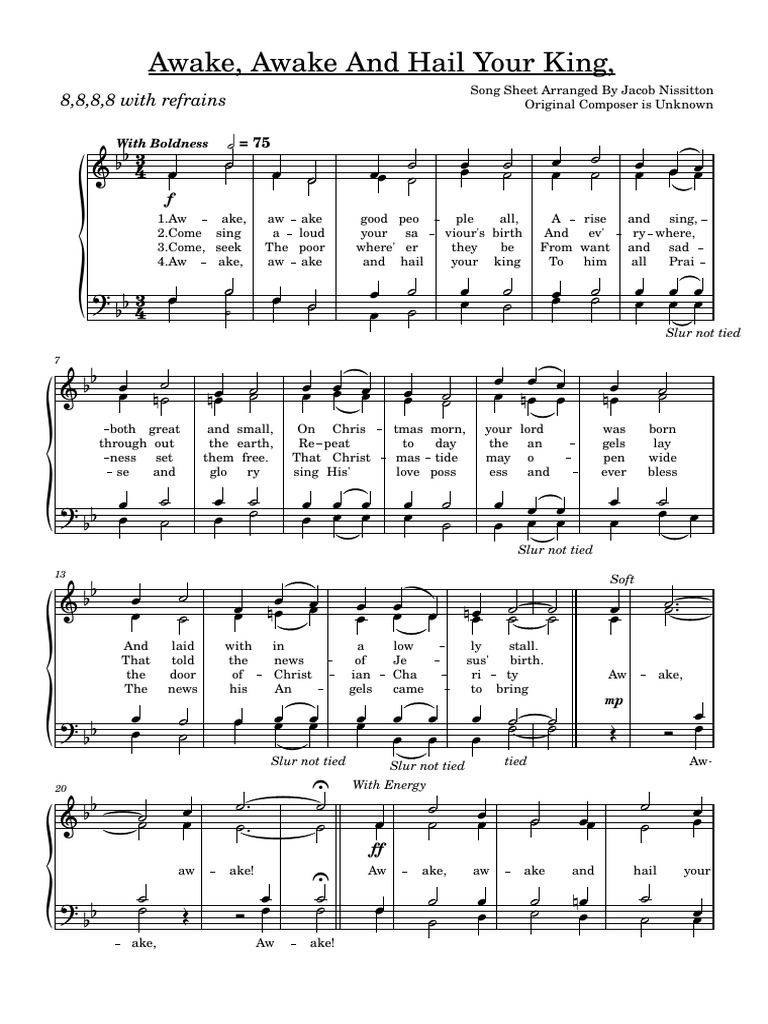 Awake, Awake: Song Sheet Lyrics | PDF