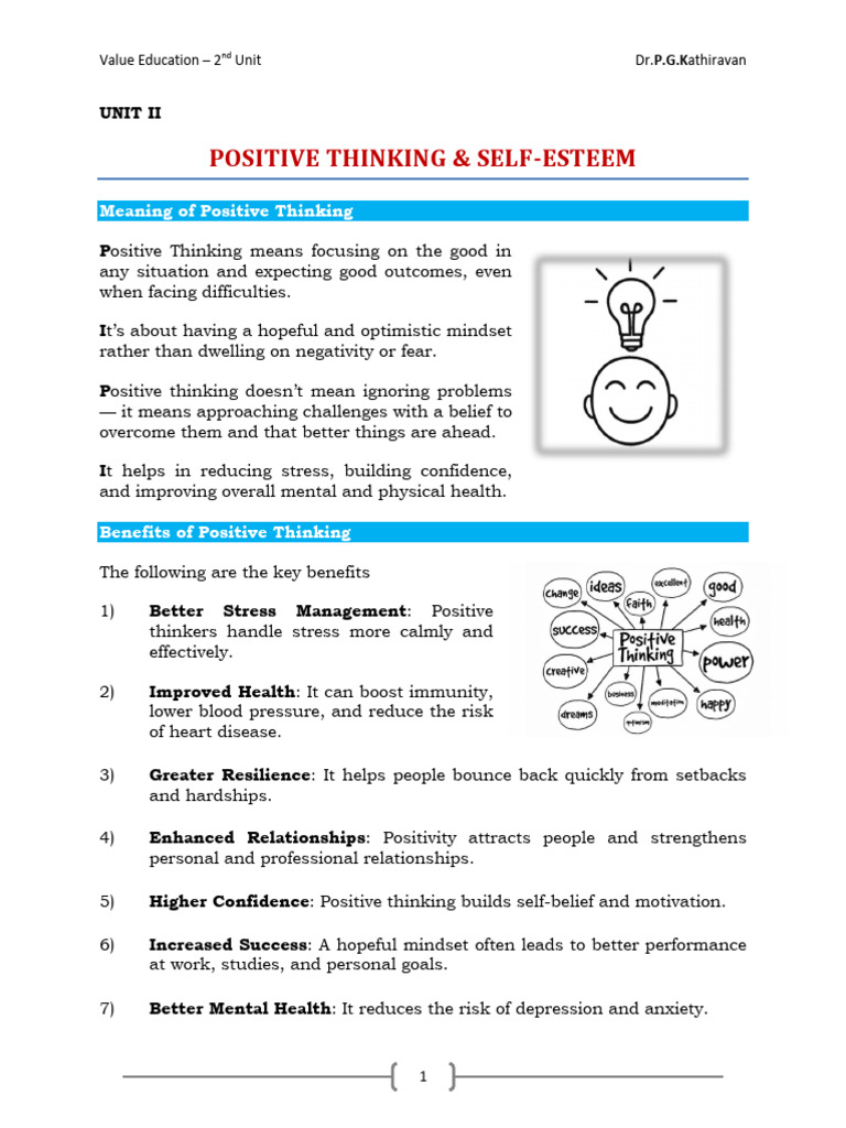 2nd Unit - Value Education | PDF | Self Esteem | Stress (Biology)