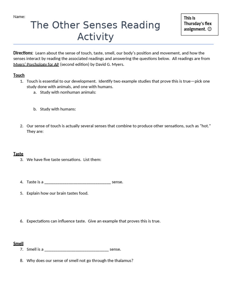 Sensory Interactions: Touch, Taste, Smell | PDF | Taste | Odor