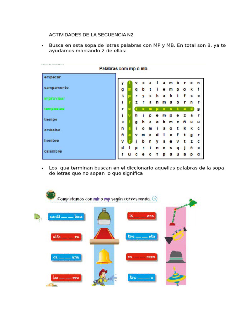 Actividades de La Secuencia N2 | PDF