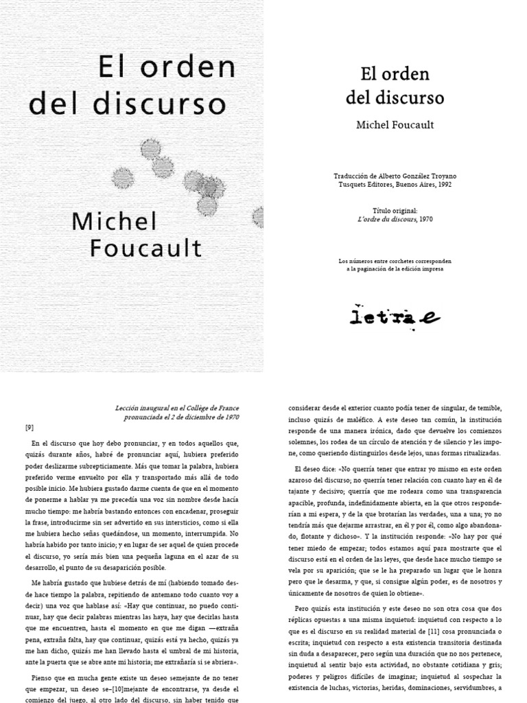 02 - Foucault - El Orden Del Discurso-Nup | PDF | Verdad | Autor