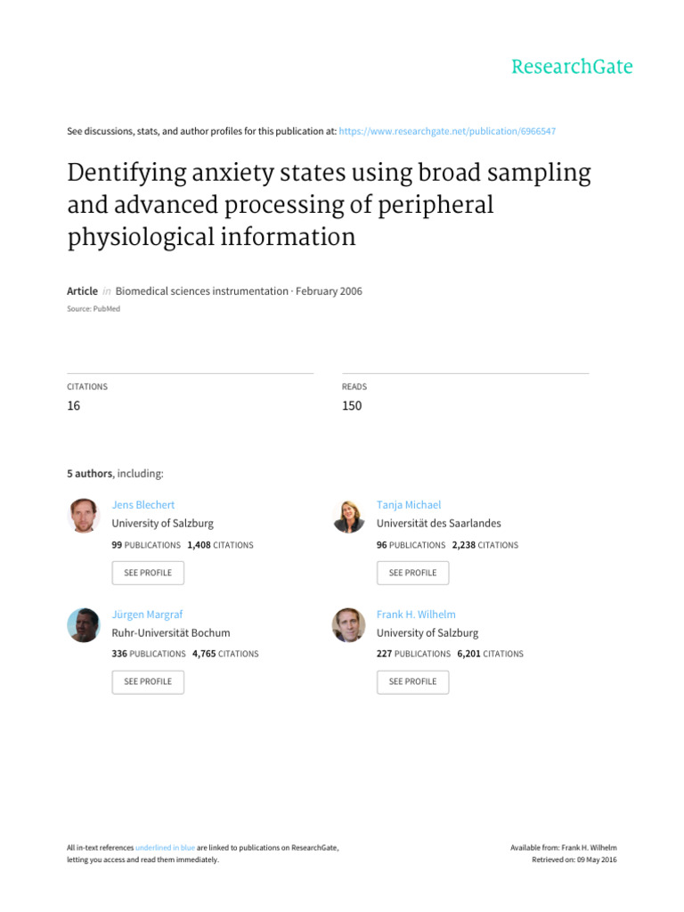 Blechert, J., Lajtman, M., Michael, T., Margraf, J., & Wilhelm, F. H ...