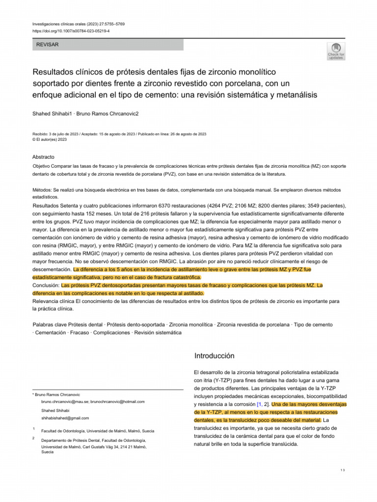 CLinical Outcomes of Tooth Supported Monolithic Zirconia Vs Porcelain ...