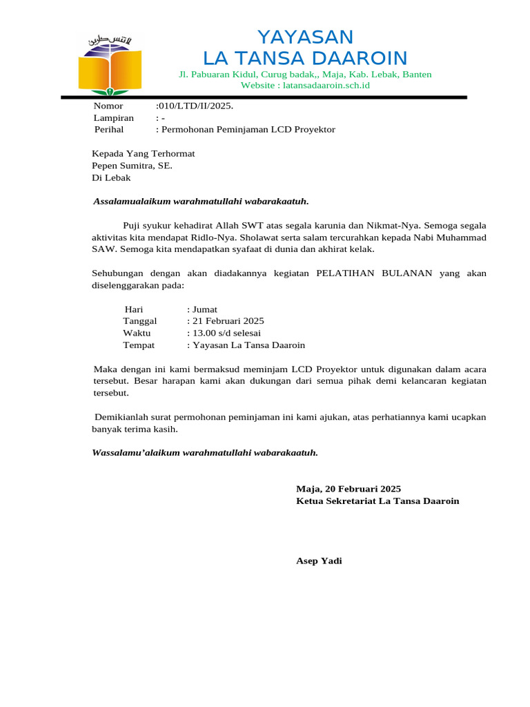 PEMINJAMAN PROYEKTOR | PDF