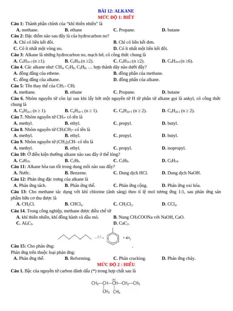 Bài 12-Alkane | PDF