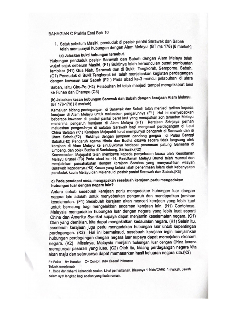 BAHAGIAN C Praktis Esei Bab 10 | PDF