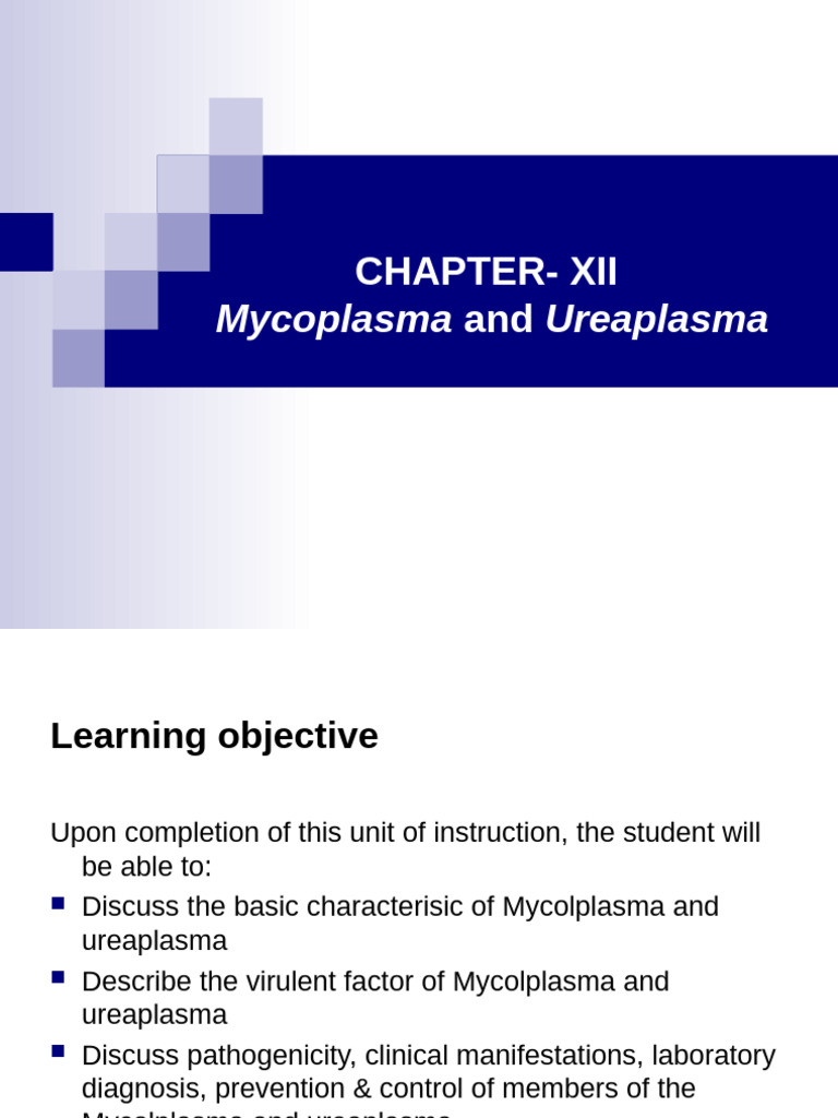 Chapter XII Genus Mycoplasma and Ureaplasma | PDF | Mycoplasma ...
