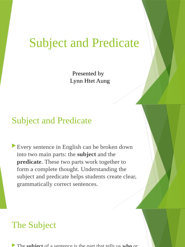 Subject and Predicate | PDF | Subject (Grammar) | Verb