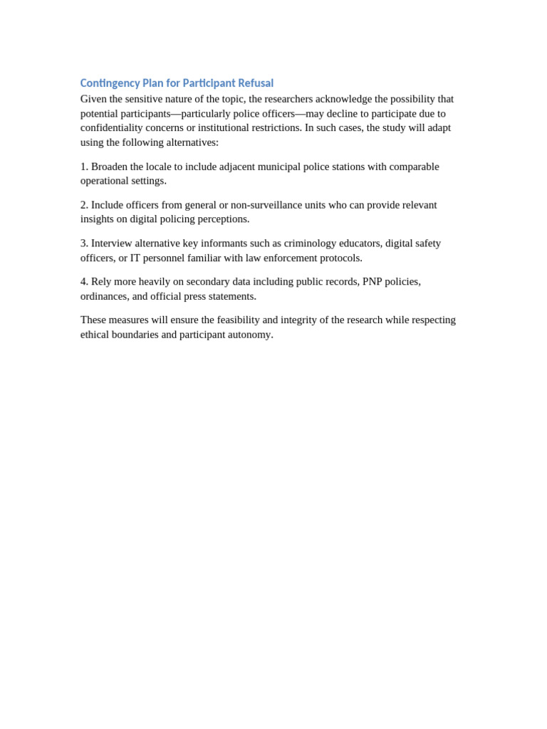 Contingency Plan SocialMedia Surveillance Study | PDF